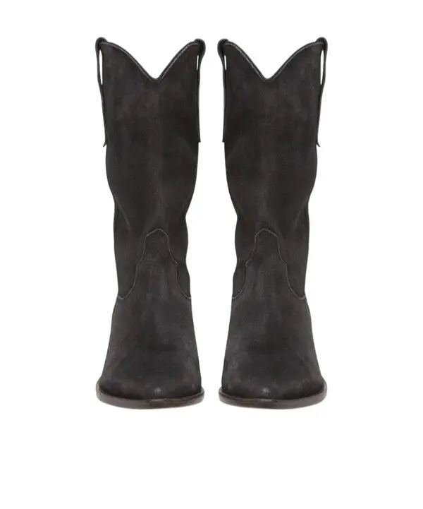 Isabel Marant Étoile Pointed-toe Calf-length Boots With Patchwork Design - Black