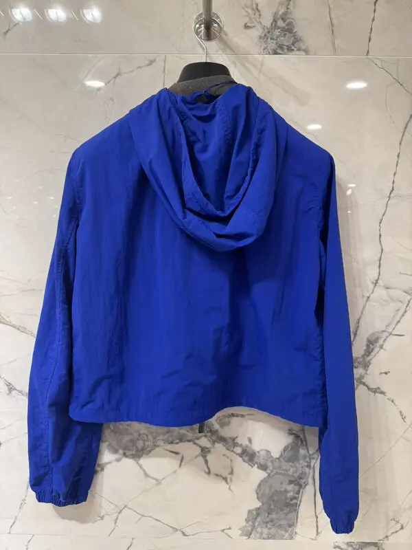 Burberry Long Sleeve Hooded Casual Jacket With Logo Detail - Blue