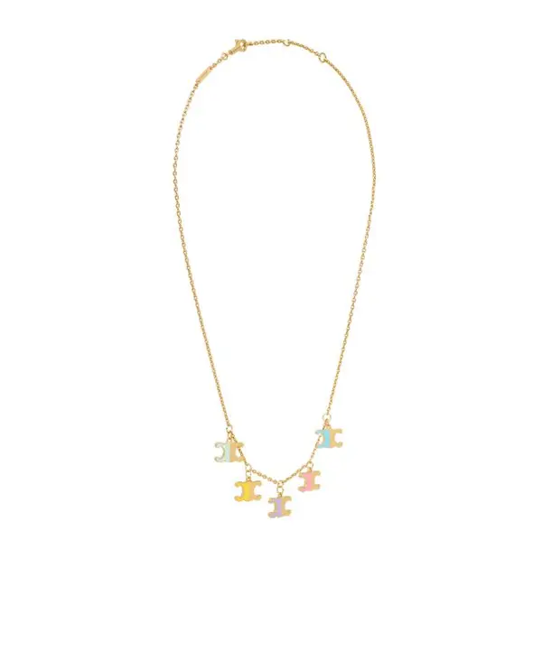 Celine Gold-faced Brass Enamel Necklace - Polychromatic