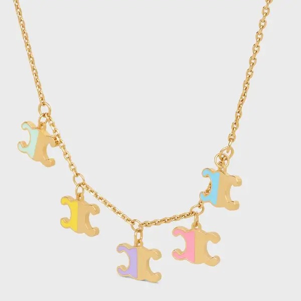 Celine Gold-faced Brass Enamel Necklace