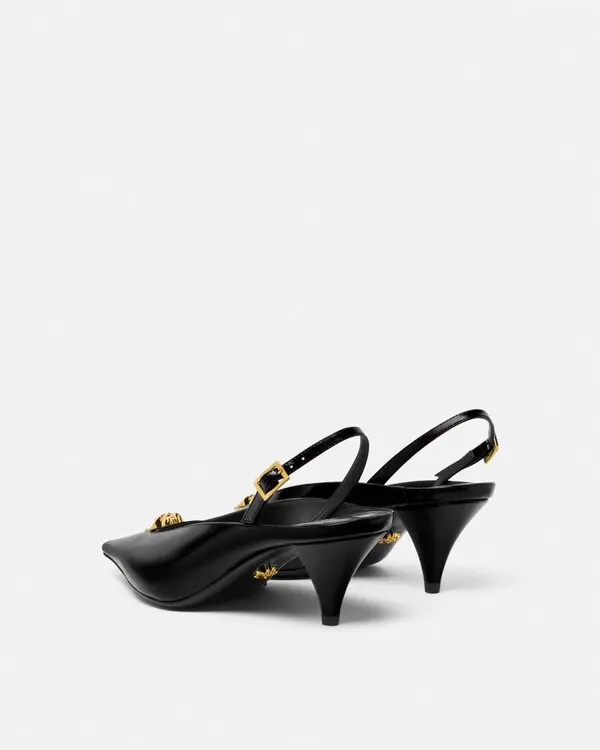 Versace Medusa Head Pointed-toe Slingback Heels