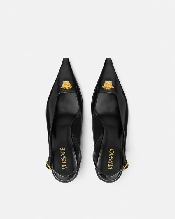 Versace Medusa Head Pointed-toe Slingback Heels