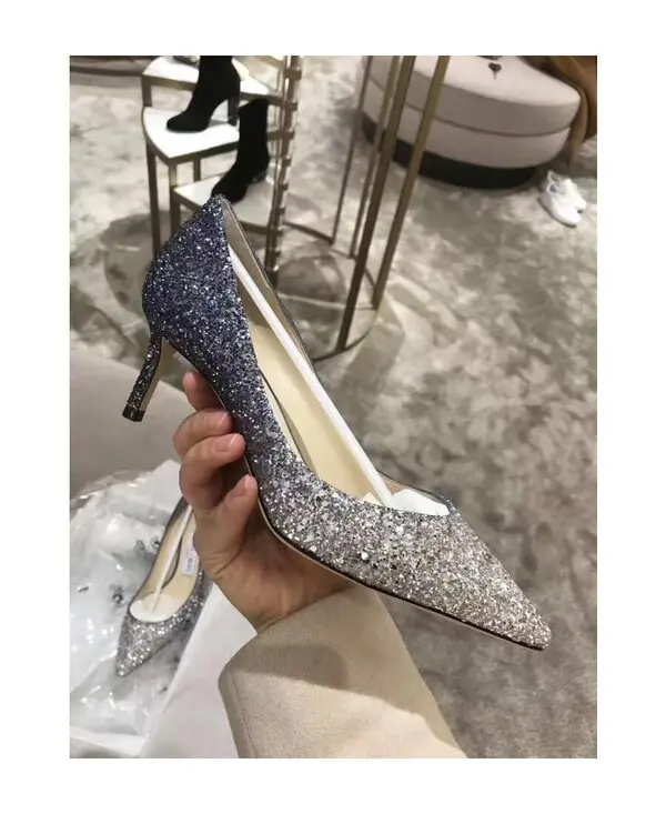 JIMMY CHOO Romy 60 Pointed Glitter Heels