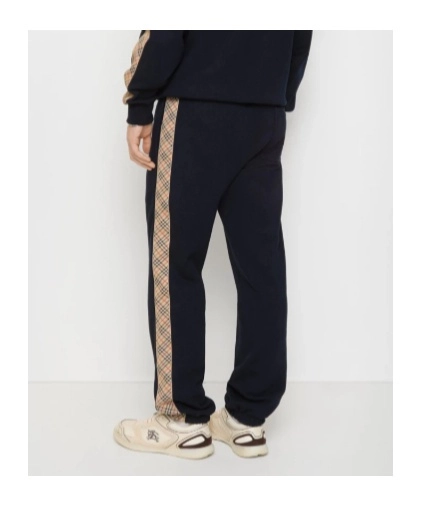 Burberry Check-band Tack Trousers - Navy Blue