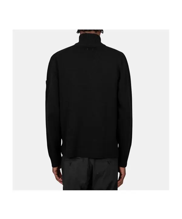 C.P. COMPANY Zip-up Knitwear With Stand Collar - Black