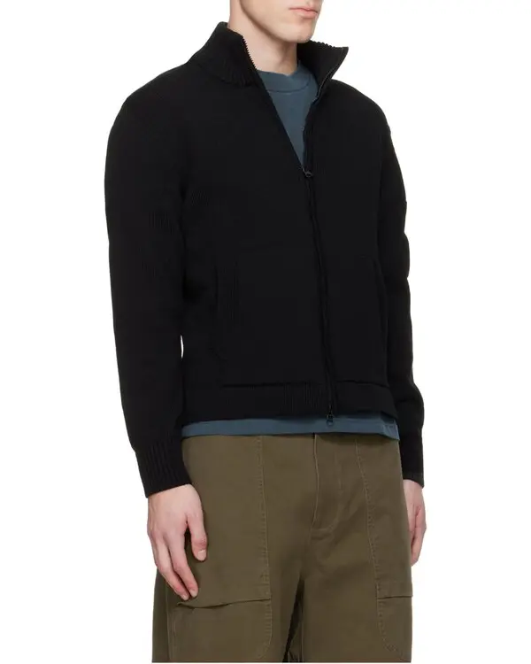 C.P. COMPANY Zip-up Knitwear With Stand Collar - Black