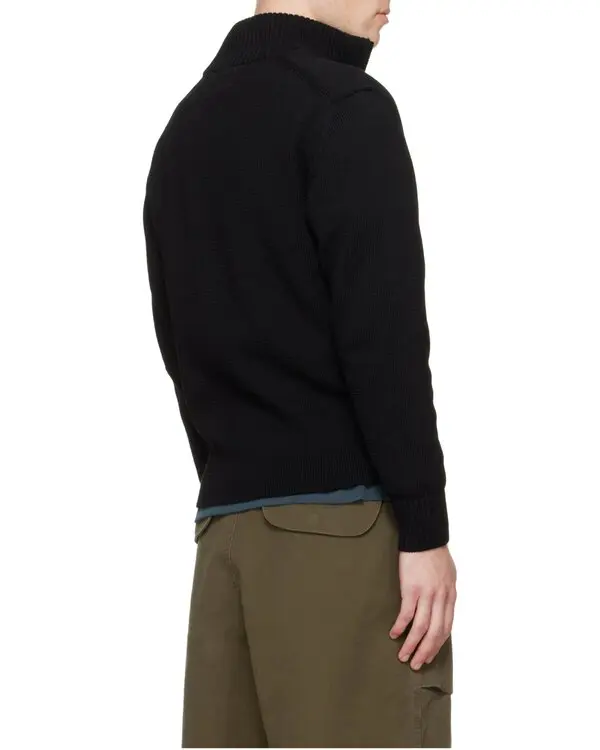 C.P. COMPANY Zip-up Knitwear With Stand Collar - Black