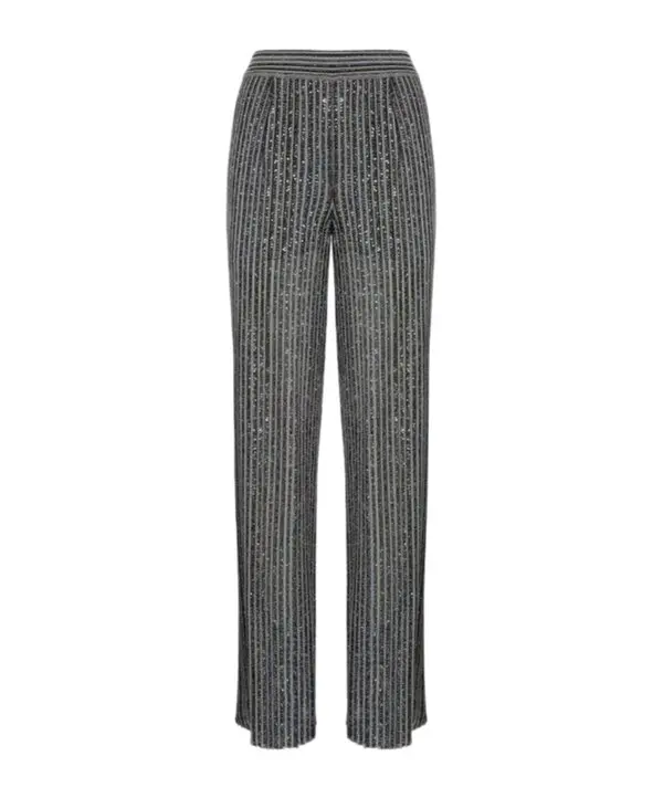 Missoni Sequins Embellished Elastic Waist Long Trousers - Silver And Gray