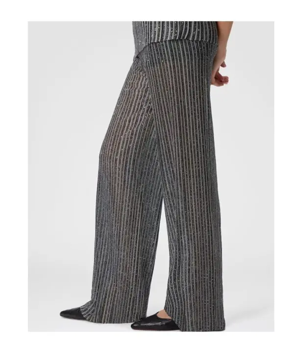Missoni Sequined Striped Trousers - Silver And Grey