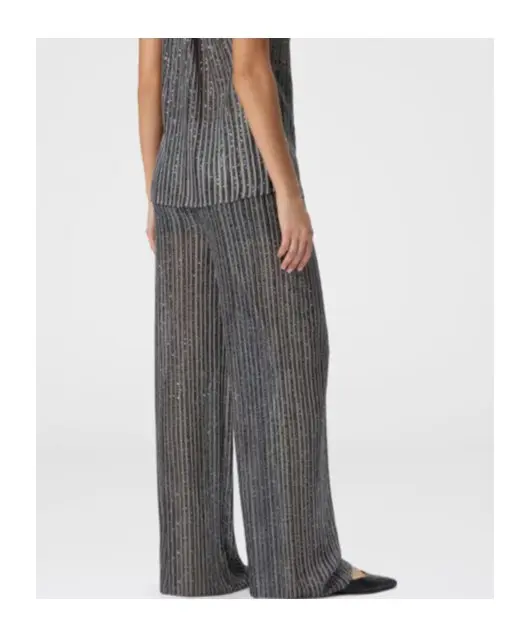 Missoni Sequined Striped Trousers - Silver And Grey