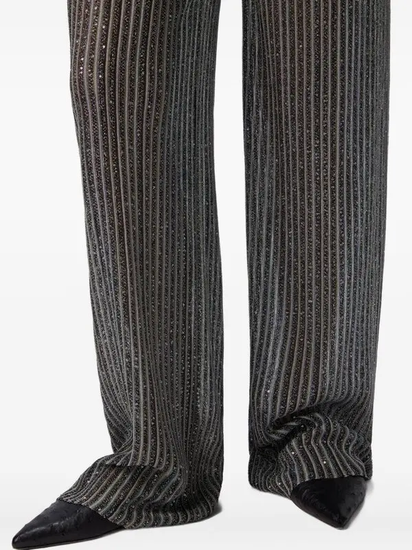 Missoni Sequined Striped Trousers - Silver And Grey