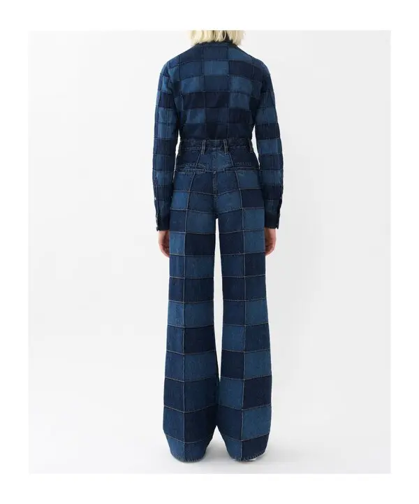 Chloé Patchwork Wide-leg Jeans - Blue