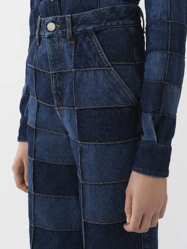 Chloé Patchwork Wide-leg Jeans - Blue