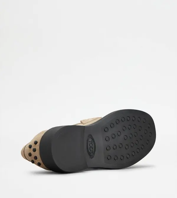 TOD'S Suede Penny Slot Loafers - Beige