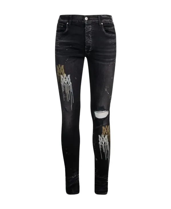 Amiri Paint Splatter Skinny Jeans - Black
