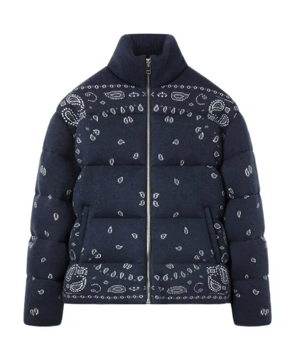 Alanui Bandana Jacquard Puffer Jacket - Black