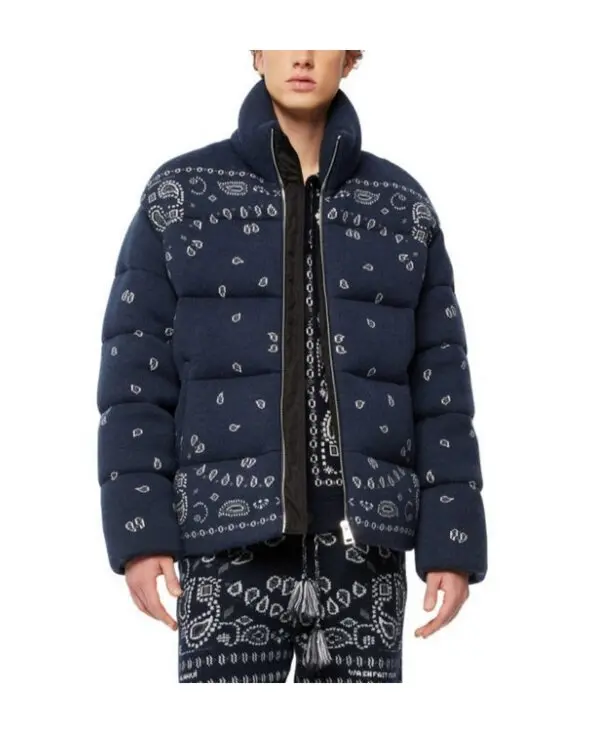 Alanui Bandana Jacquard Puffer Jacket - Black