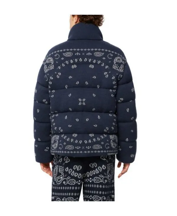 Alanui Bandana Jacquard Puffer Jacket - Black