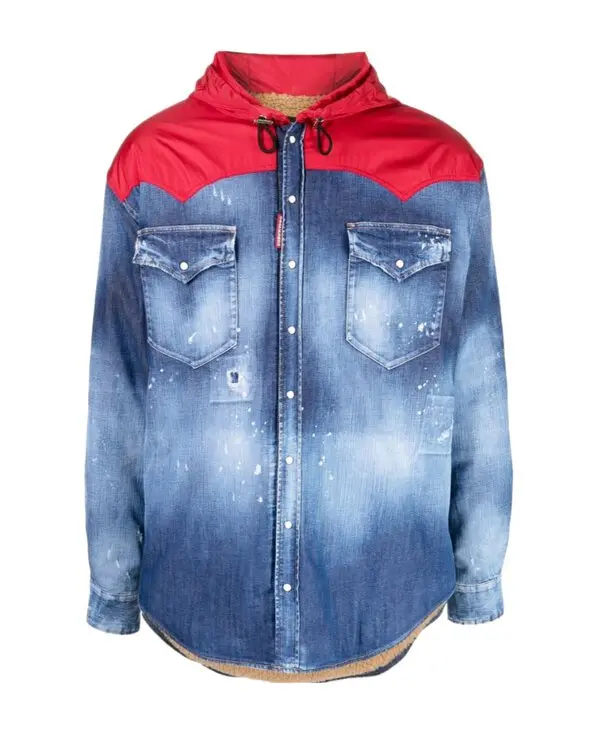 Dsquared2 Hooded Military Denim Overshirt