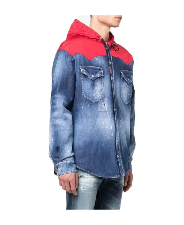 Dsquared2 Hooded Military Denim Overshirt