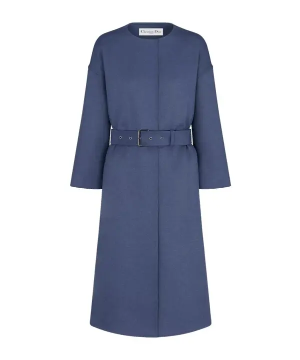 Dior Belted Coat - Navy Blue
