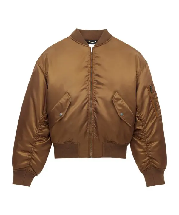 Saint Laurent Zip-up Padded Bomber Jacket - Brown