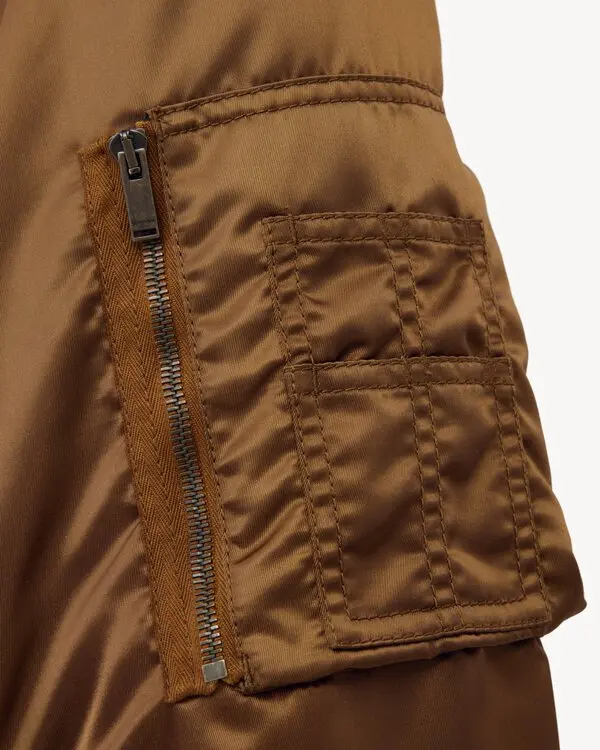Saint Laurent Zip-up Padded Bomber Jacket - Brown