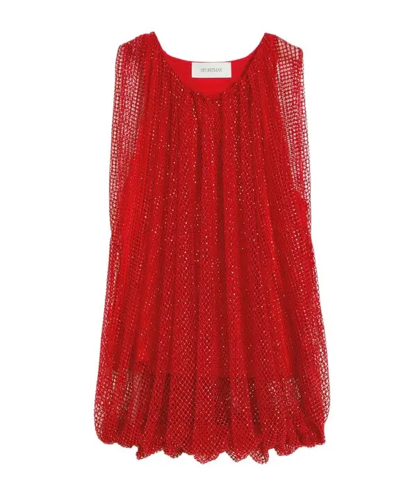 Sportmax Embellished Mesh Tank Top - Red