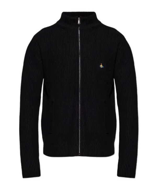VIVIENNE WESTWOOD Logo Embroidered Cardigan - Black