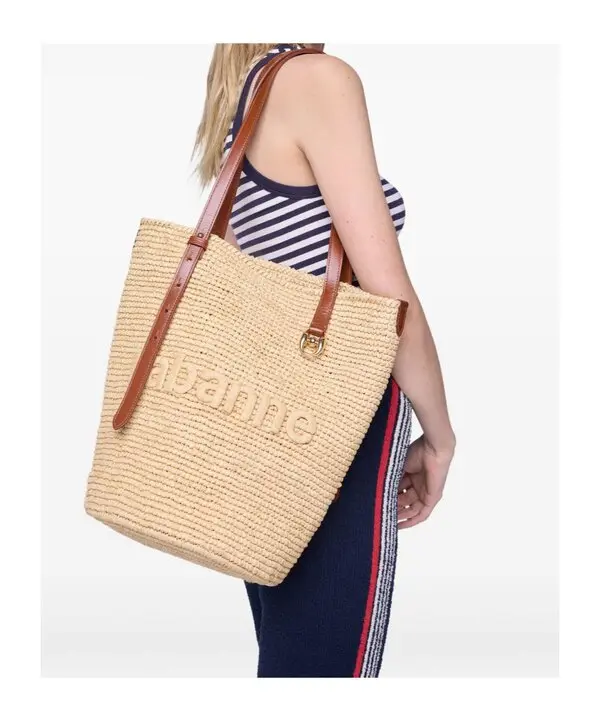 Rabanne Woven Raffia Tote Bag
