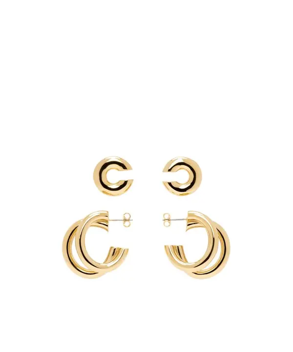 Rabanne Gold-tone Triple Hoop Earrings - Golden