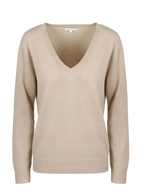 Vince V-neck Boxy Knitted Sweater - Nude
