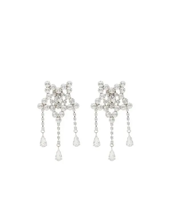 Alessandra Rich Triple Tassel Star Earrings - White