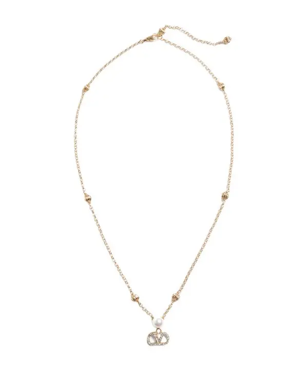 Valentino Garavani Vlogo Signature Embellished Necklace - Yellow