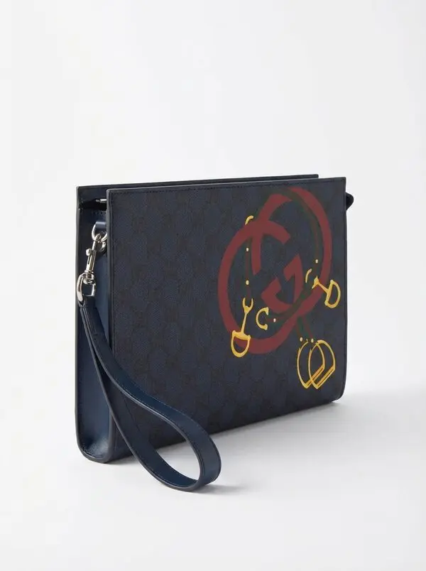 Gucci Printed Gg Medium Clutch Bag - Dark Blue/multicolour