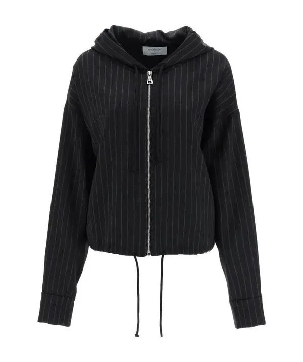 Sportmax Logo Pinstripe Zip-up Casual Jacket