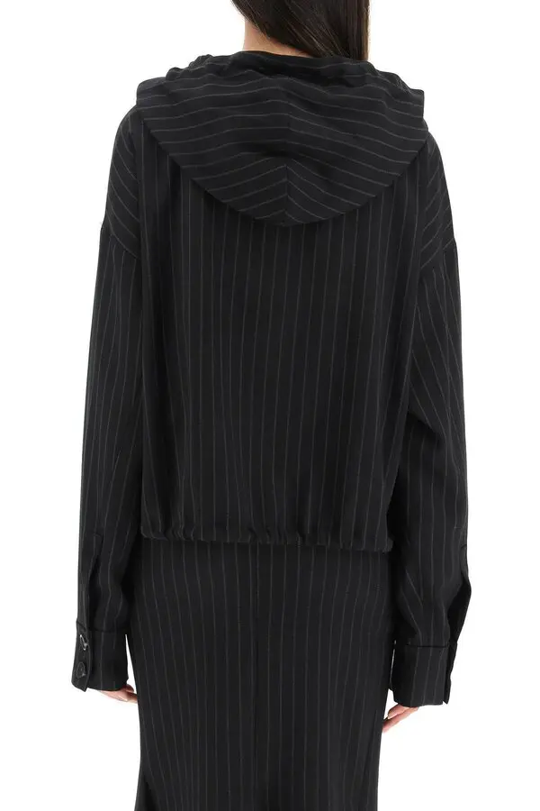 Sportmax Logo Pinstripe Zip-up Casual Jacket