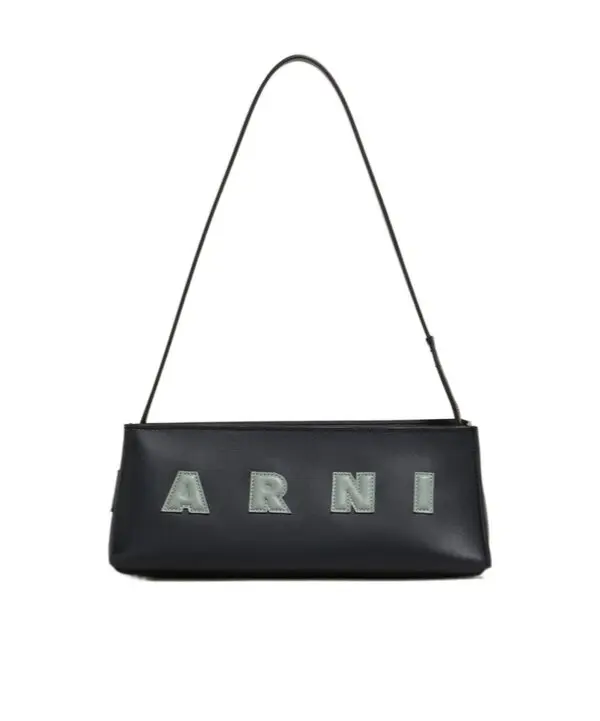 Marni Logo Detailed Zipped Shoulder Bag - Black