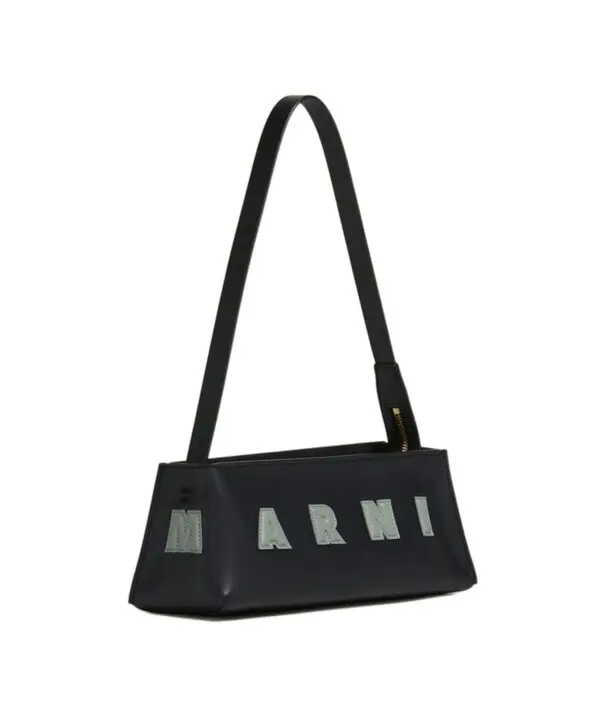 Marni Logo Detailed Shoulder Bag - Black