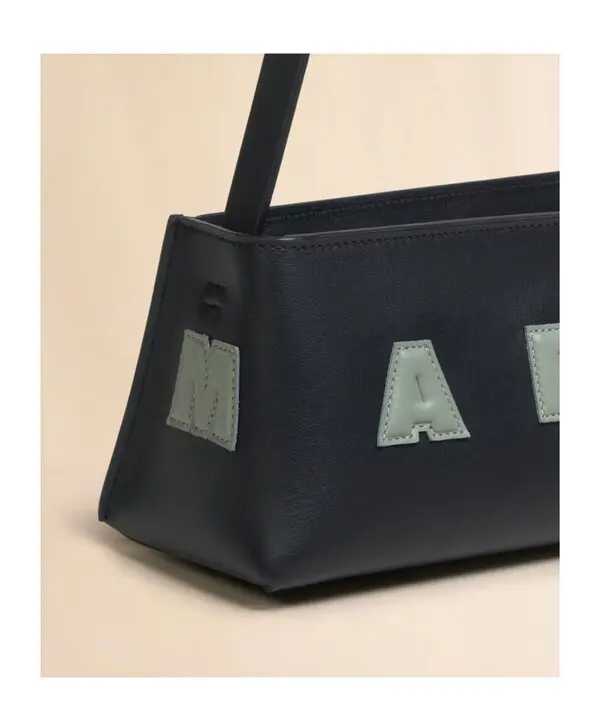 Marni Logo Detailed Shoulder Bag - Black