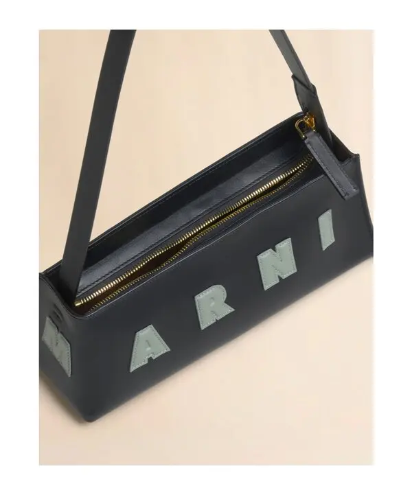 Marni Logo Detailed Shoulder Bag - Black