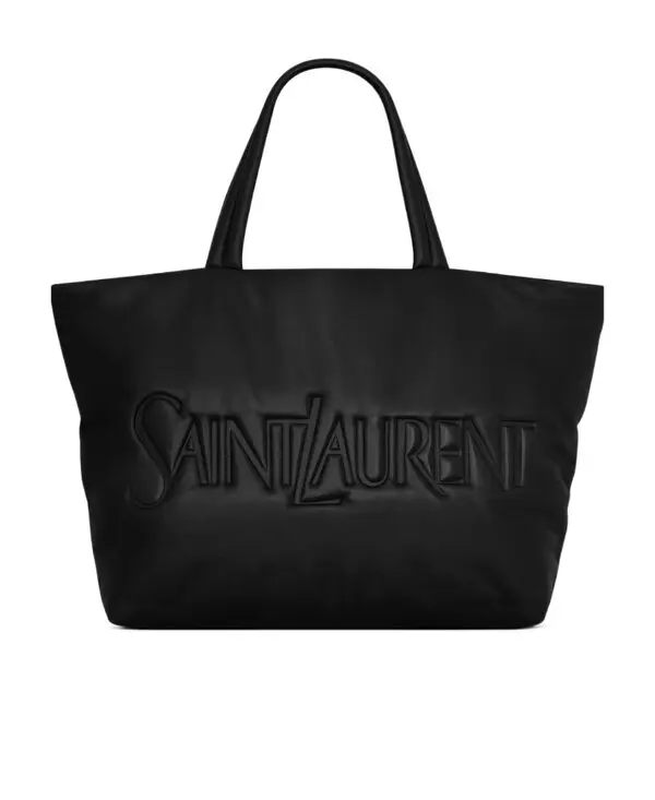 Saint Laurent Large Tote Bag With Embossed Logo - Black
