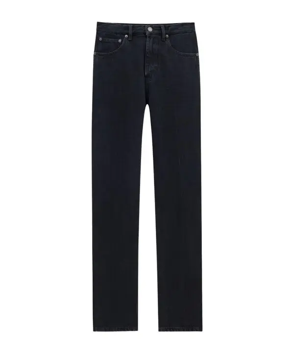 Saint Laurent Logo Patch Straight Leg Jeans - Pure Carbon Black