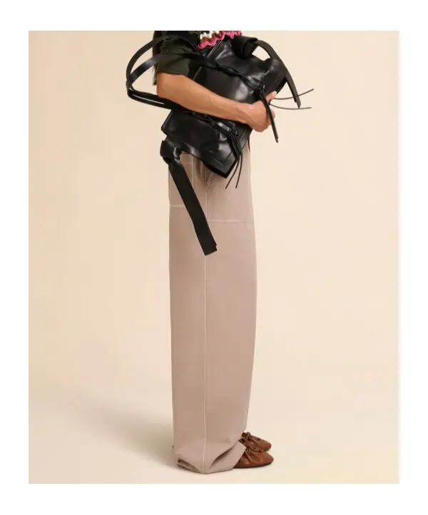Marni High-waisted Elasticated Paper Bag Waist Gabardine Trousers - Cement
