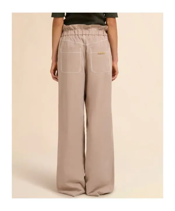 Marni High-waisted Elasticated Paper Bag Waist Gabardine Trousers - Cement