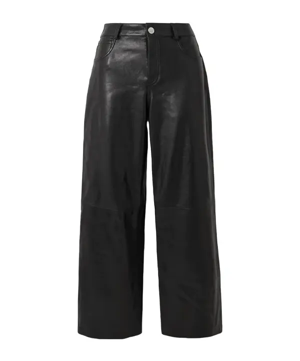 Nour Hammour Milo Patchwork Leather Wide-leg Pants