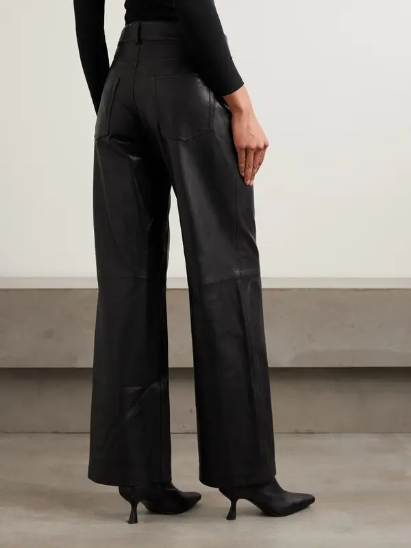 Nour Hammour Milo Patchwork Leather Wide-leg Pants