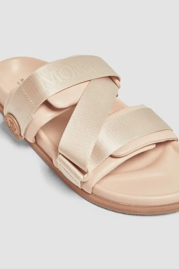 Moncler Logo Patch Slides - Pink