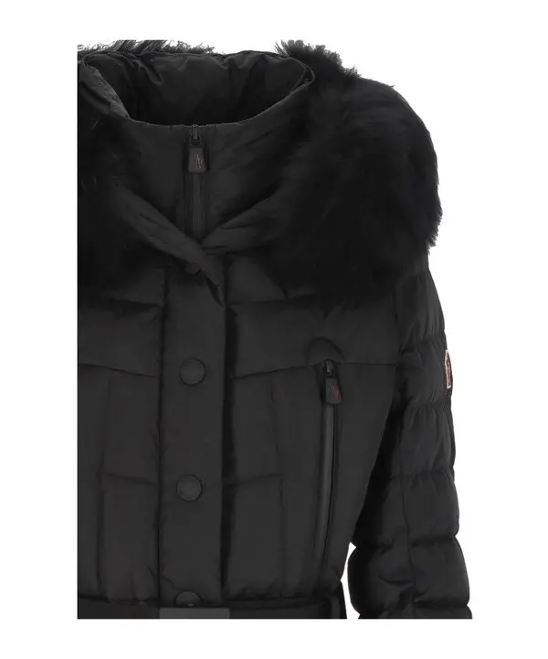 Moncler Beverley Down Jacket With Removable Fur Trim - Black