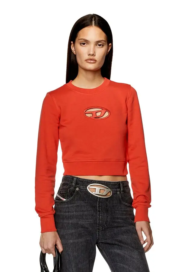 DIESEL® F-slimmy-od Cropped Sweatshirt - Red